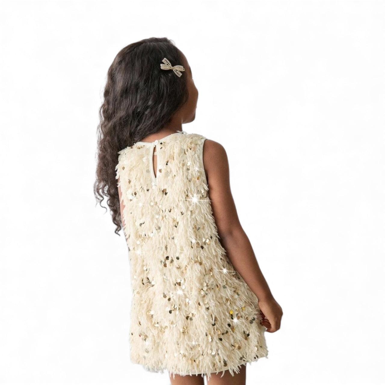 Gold feathery sequence girl dress – SundazeBelize